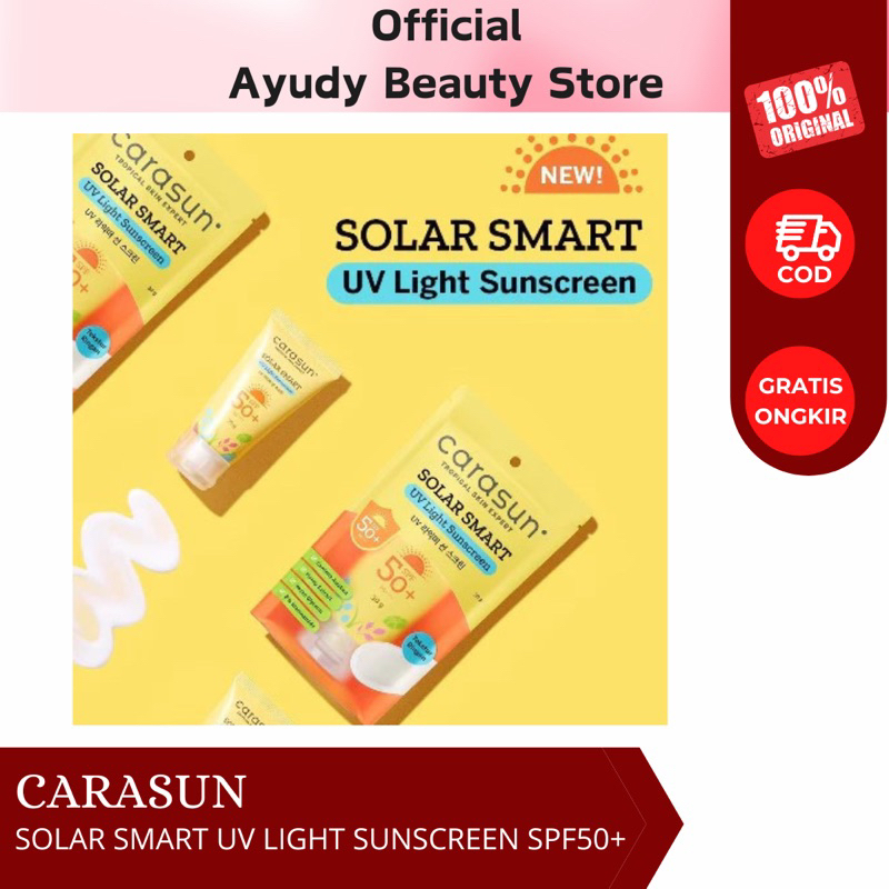 Jual CARASUN - Solar Smart UV Light Sunscreen SPF 50+ PA+++ 30gr | Shopee Indonesia