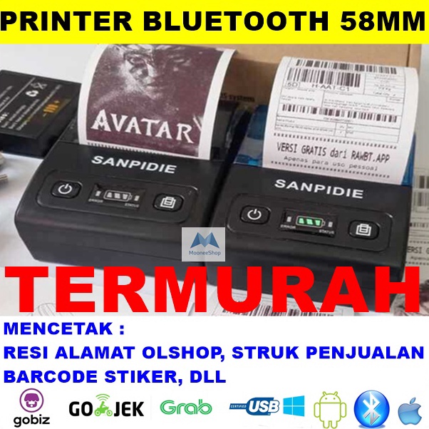 Jual Penjualan Berkualitas Mobile Printer Bluetooth Mini Tipe 582 Printer Thermal Printer 58MM ...