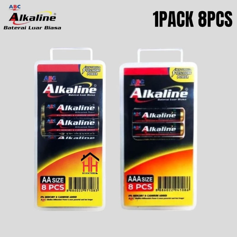 Jual ABC ALKALINE AA/A2 AAA/A3 BATTERY 1.5 VOLT ISI 8PCS | Shopee Indonesia