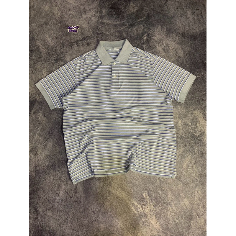 Jual polo shirt salur/garis garis lengan pendek brand uniql*w | Shopee Indonesia