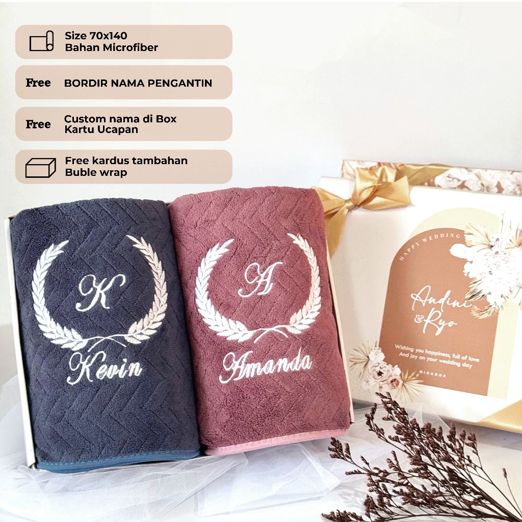 Jual Handuk Couple Wedding Bordir Kado Pernikahan handuk couple ...