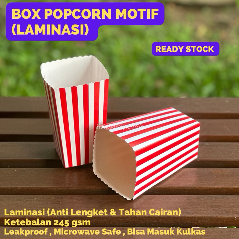 Jual Box Kotak Popcorn Motif Garis Merah Putih Ivory Foodgrade Laminasi ...