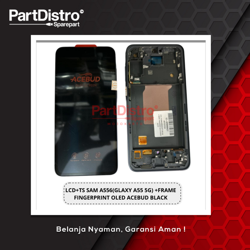 Jual LCD+TS SAM A556(GLAXY A55 5G) +FRAME FINGERPRINT OLED ACEBUD BLACK ...