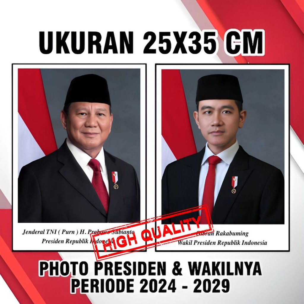 Jual Poster Presiden Dan Wakilnya Photo Resmi Periode 2024-2029 Ukuran ...