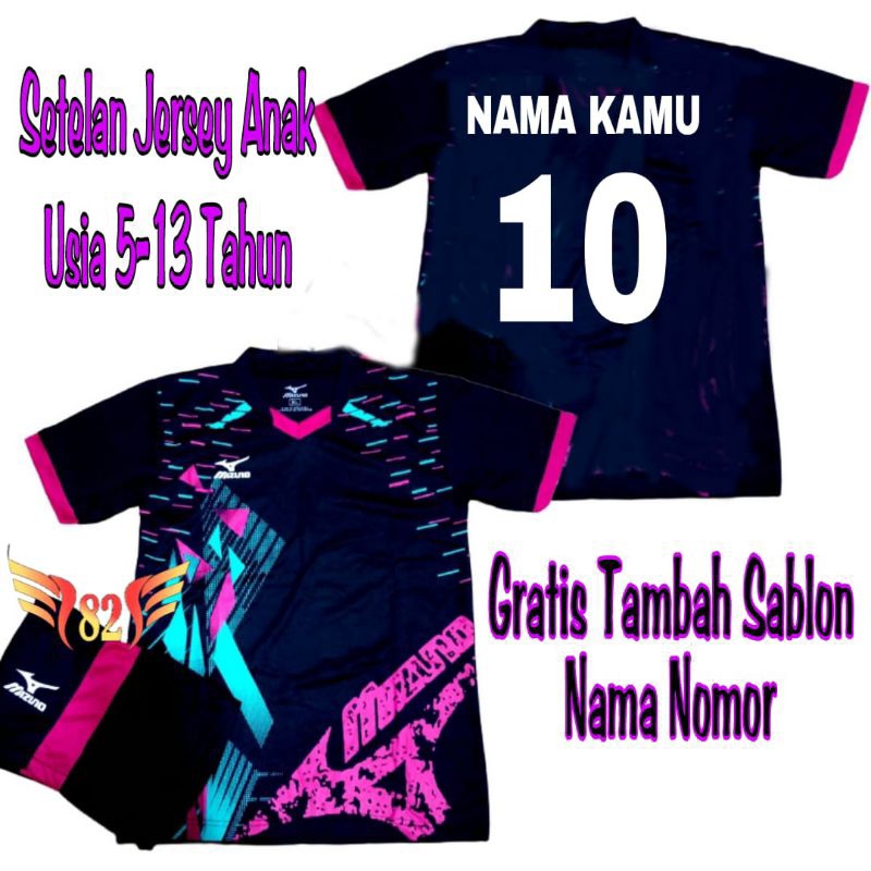 Jual Gratis Tambah Sablon Nama Nomor Pakaian Olahraga Anak Setelan Jersey Bola Anak SSB Junior ...