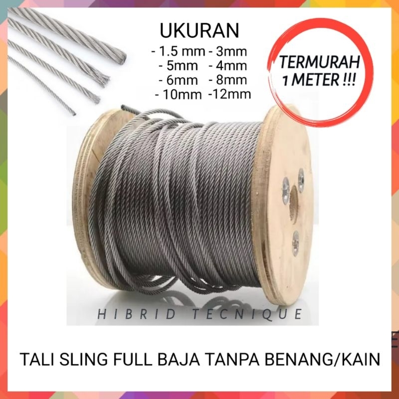 Jual Kawat Tali Seling Full baja 6mm 8mm 10mm 12mm Tali Sling baja kawat kabel seling Full baja ...