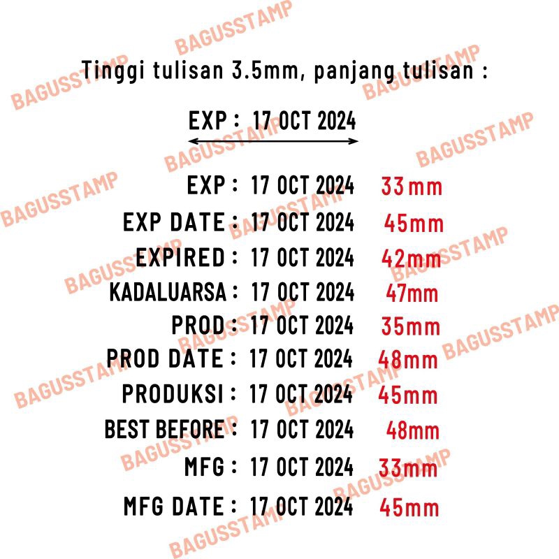 Jual Stempel Tanggal Expired Kadaluarsa Produksi Best Before MFG Self ...