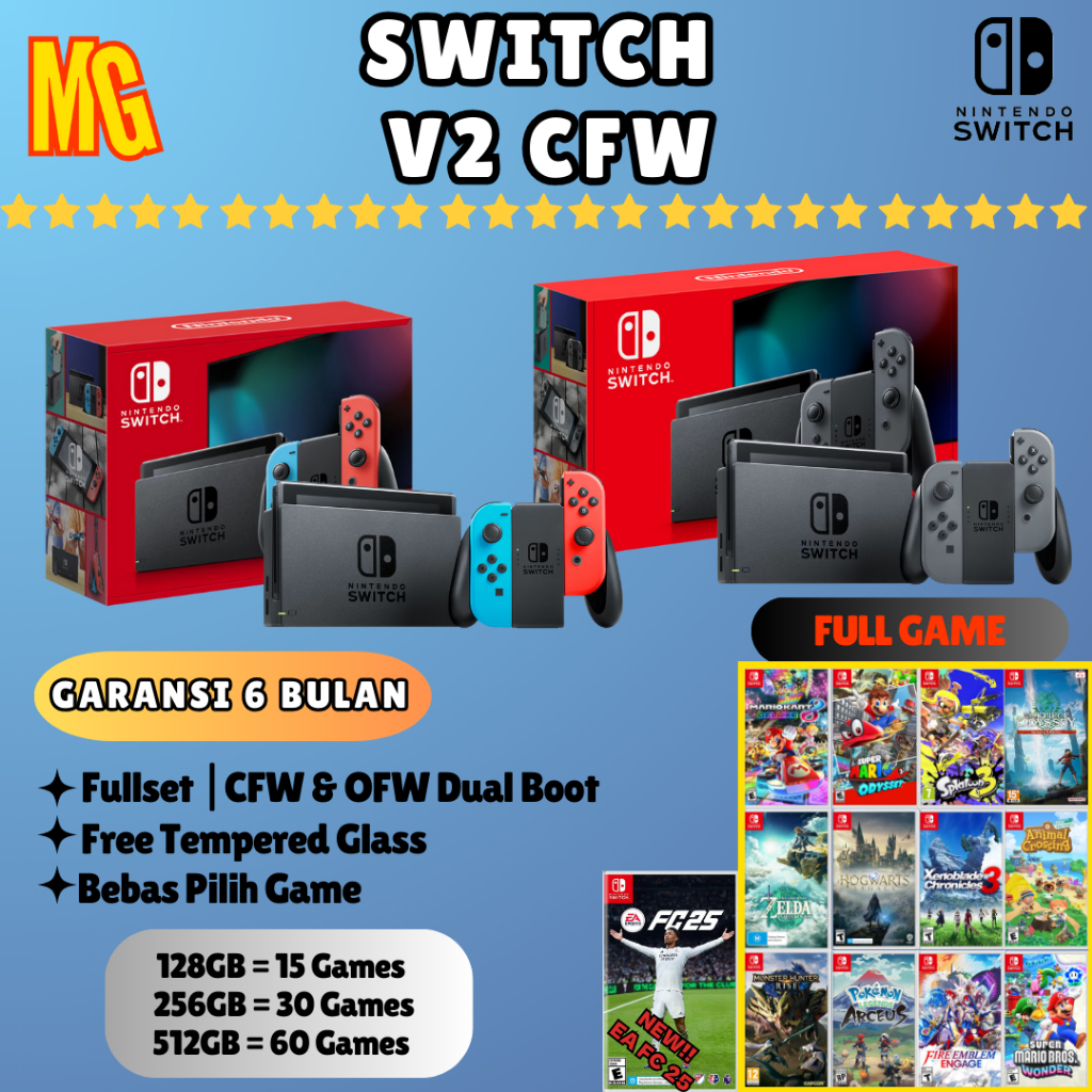 Jual [NEW] Nintendo Switch V2 CFW 512GB Full Game | Shopee Indonesia