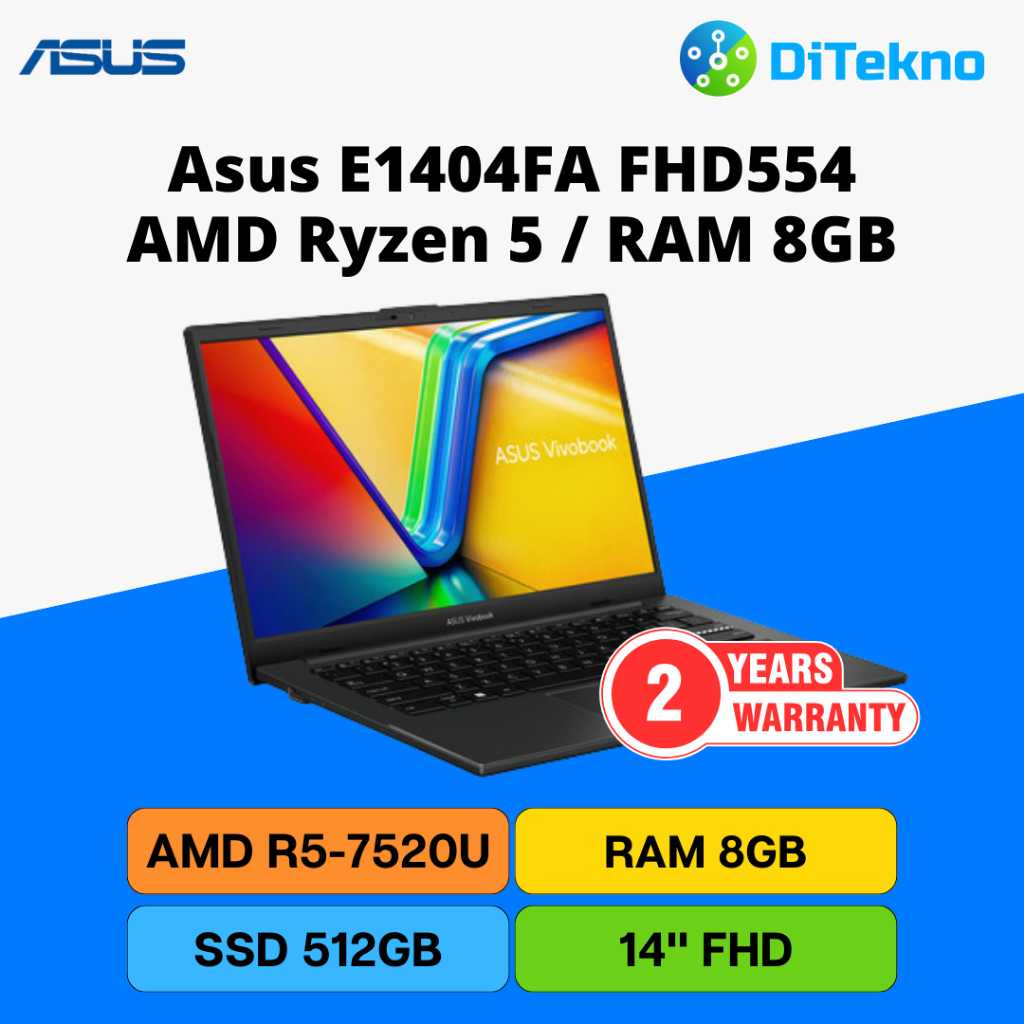 Jual Laptop Asus E1404FA - FHD554 - AMD R5-7520U / RAM 8GB / SSD 512GB ...