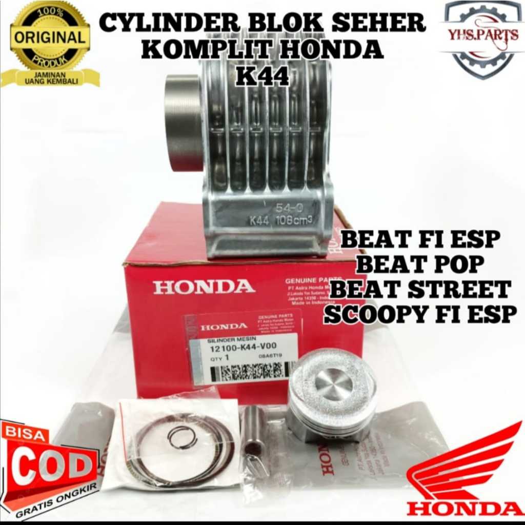 Jual ASLI ORIGINAL CYLINDER BLOK SEHER PISTON HONDA AHM K44 BEAT FI ESP POP STREET SCOOPY STATER ...
