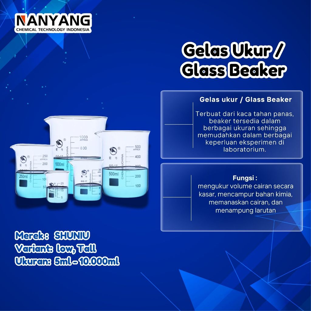 Jual Gelas Ukur Kaca Laboratorium Lab kimia 50ml 100ml 250ml 500ml ...