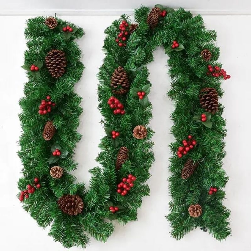 Jual [Termasuk Hiasan] 2 Meter GARLAND NATAL PREMIUM KARANGAN BUNGA ...