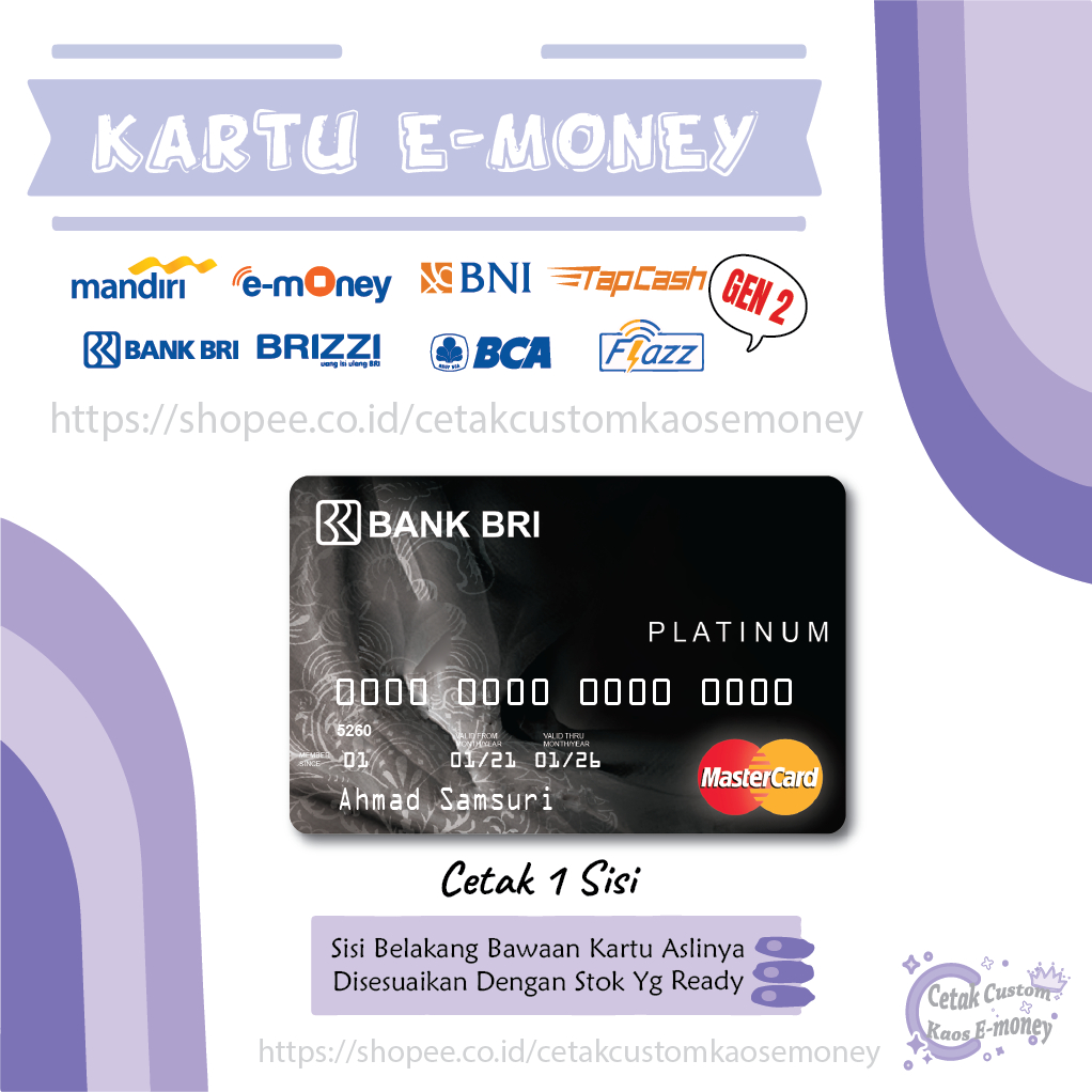 Jual KARTU E MONEY E TOLL KARTU BRI PLATINUM MASTERCARD BLACK CARD ...