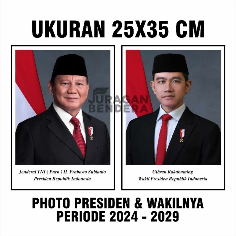 Jual PHOTO RESMI PRESIDEN DAN WAKILNYA 2024-2029 UKURAN 25X35 CM ...