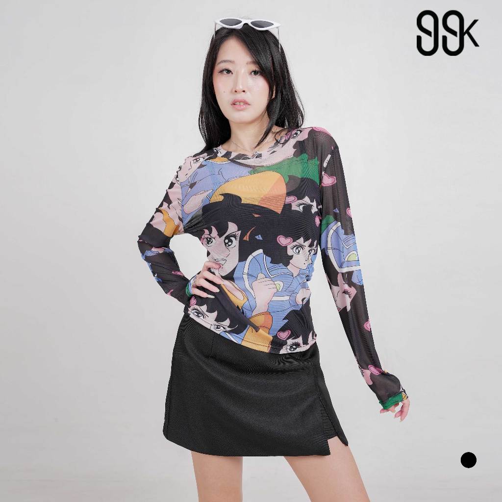 Jual 99kOUTLET Atasan Wanita Cartoon Animasi Round Neck Lengan Panjang ...