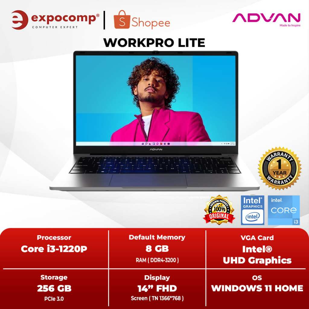 Jual ADVAN WORKPRO LITE GREY CORE i3-1220P/8GB/256SSD/14"HD/WIN11/NO ...