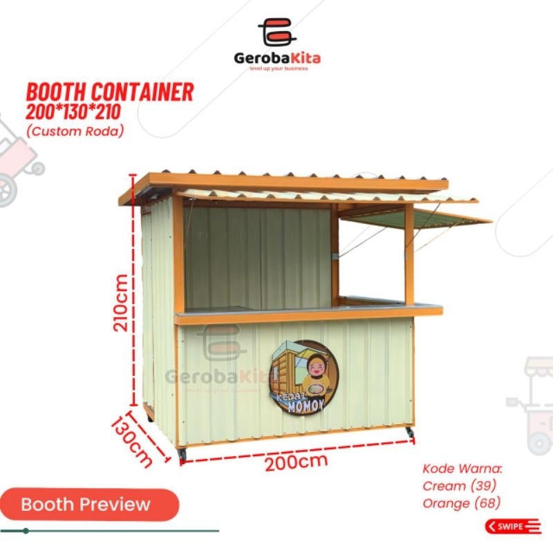 Jual booth kontainer ukuran 200x130x210 lantai roda | Shopee Indonesia