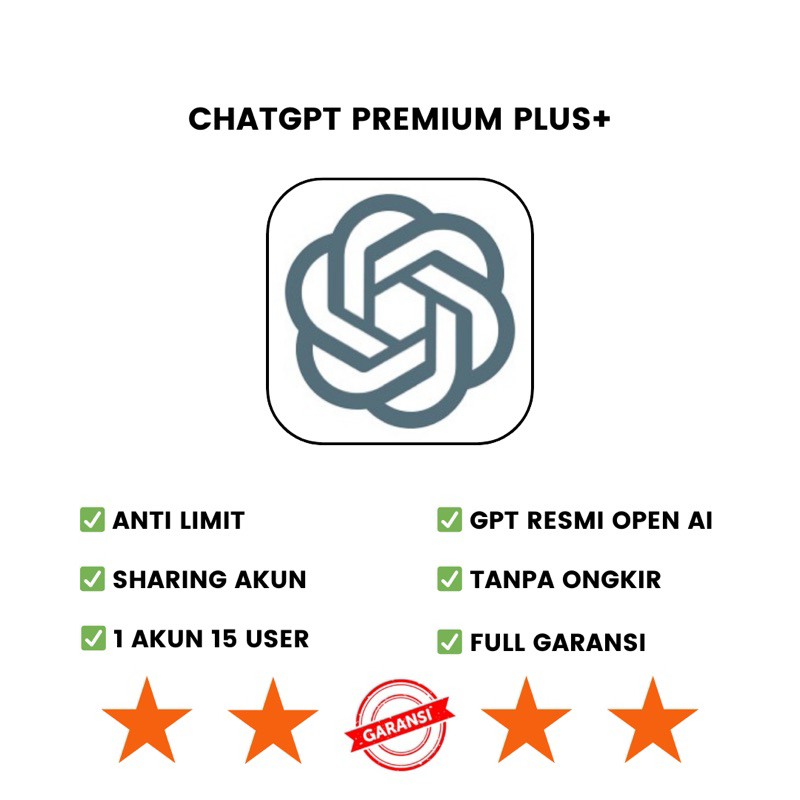 Jual CHATGPT 4o PLUS+ PREMIUM 1 BULAN FULL GARANSI RESMI OPEN AI | Shopee Indonesia