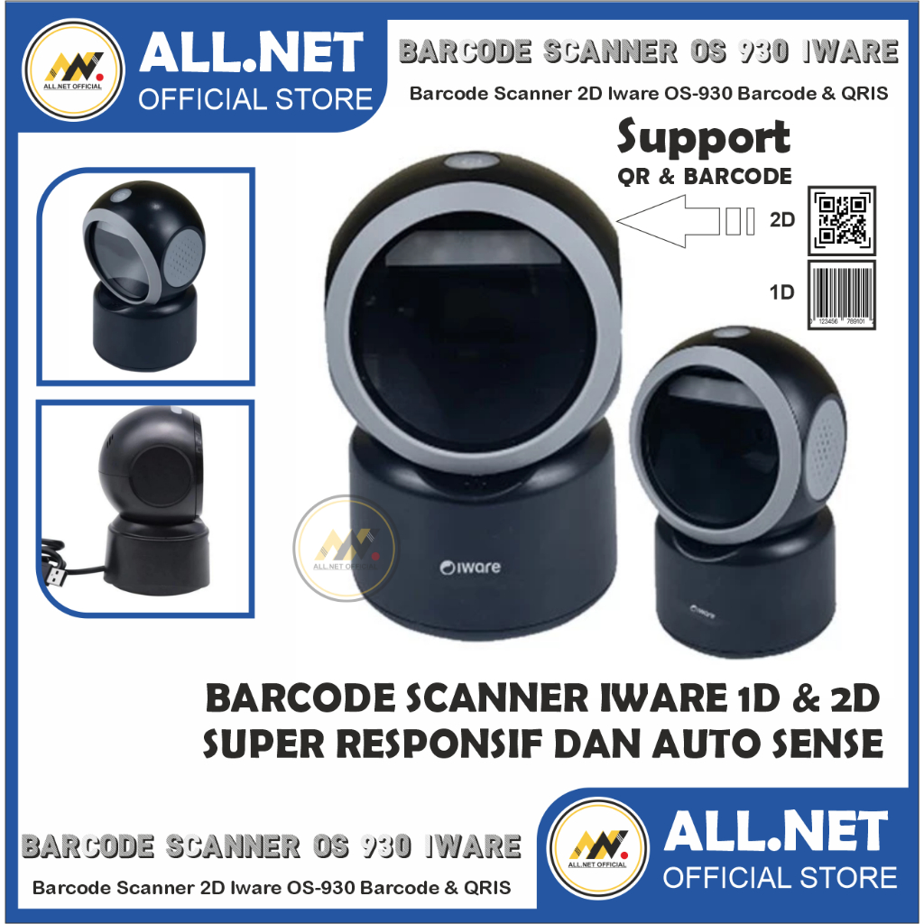 Jual BARCODE SCANNER OMNI IWARE OS-930 - OS 930 QR CODE-E-FAKTUR USB 2D dan 1D Responsif Garansi ...