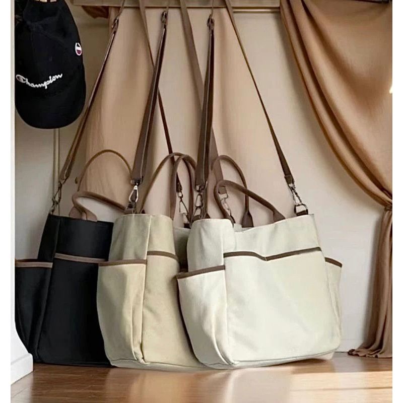 Jual tokochi - Totebag Kanvas dilengkapi Tali Panjang | Shopee Indonesia