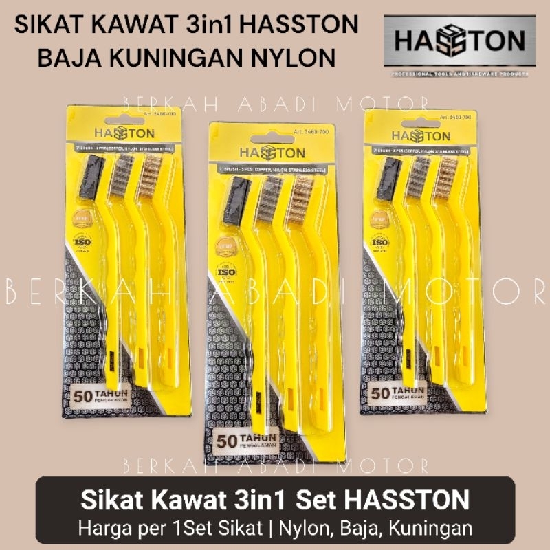 Jual Sikat Kawat Baja SET HASSTON | Sikat 7" Kuat Tembaga Nylon ...