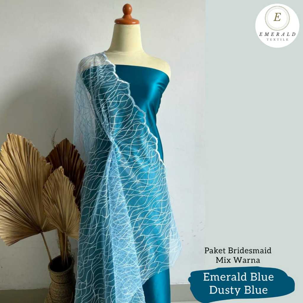 Jual Paket Lengkap Kain Bridesmaid / Kain Velvet Premium Emerald Blue ...