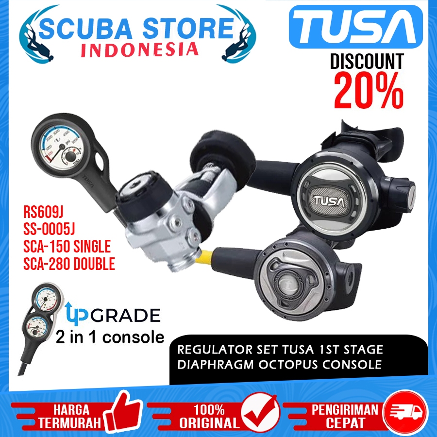 Jual Regulator Set Tusa Scuba Diving RS-609J 1st Stage Diaphragm Balance Octopus Console ...