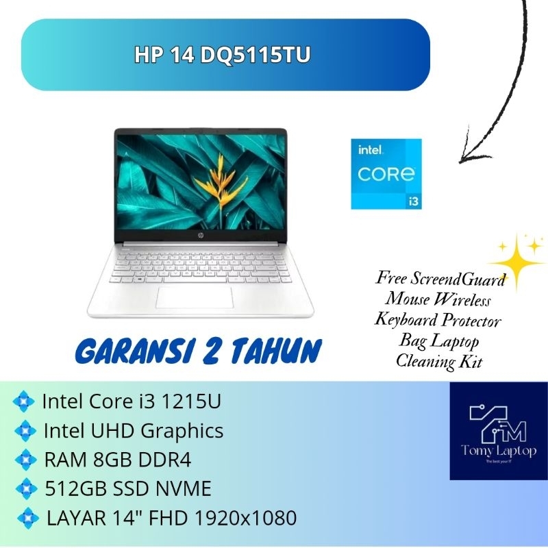 Jual LAPTOP HP 14 DQ5115TU 3 1215 4GB 512GB W11+OHS 14.0FHD | Shopee ...