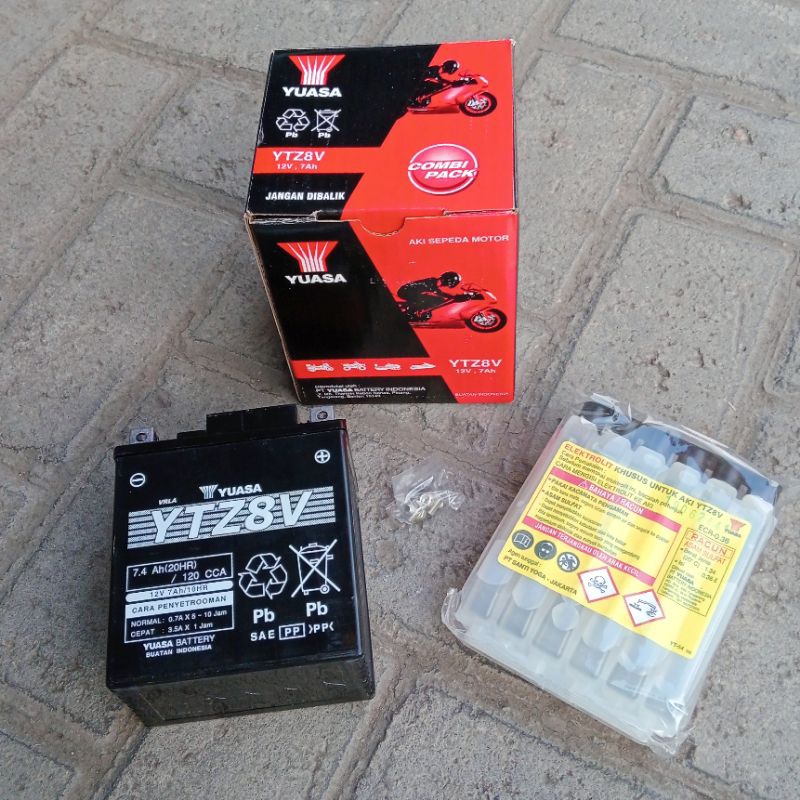 Jual AKI ACCU KERING YUASA YTZ8V 12V 7A BATERAI MOTOR NMAX KLX 150 AEROX R25 LEXI DIJAMIN ...