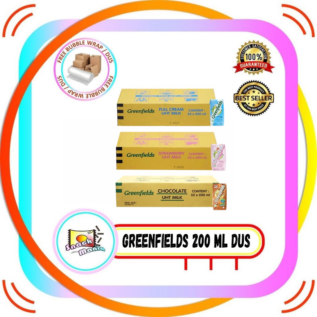 Jual Susu Greenfields UHT Full Cream - Chocolate - Strawberry Milk 200 ...