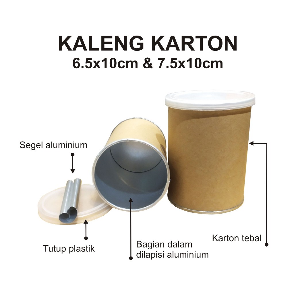 Jual Kaleng Karton Tutup Plastik Body dalam Aluminium / box silinder ...