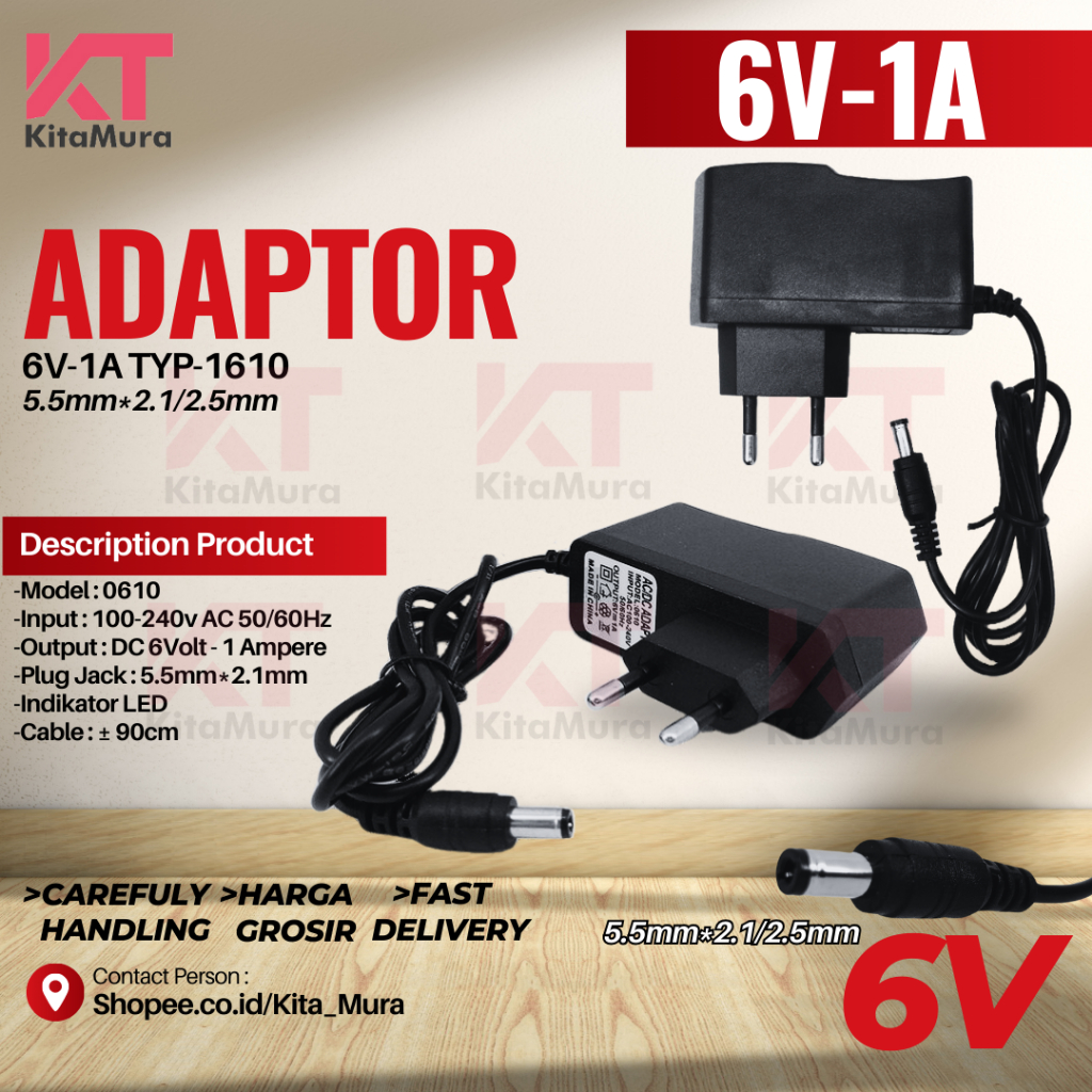 Jual Adaptor 6 Volt 1 Ampere | Shopee Indonesia
