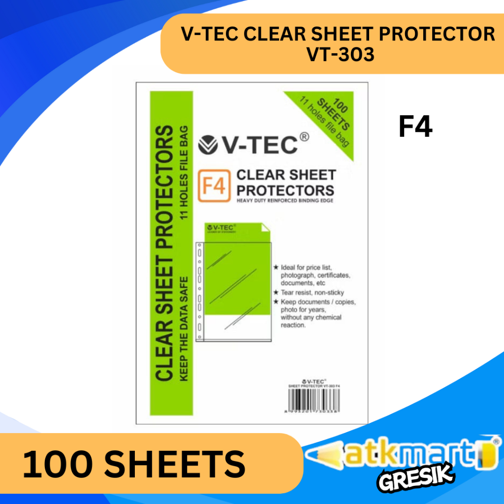 Jual V TEC CLEAR SHEET PROTECTOR VT-303 F4 FOLIO 100 LEMBAR | Shopee ...