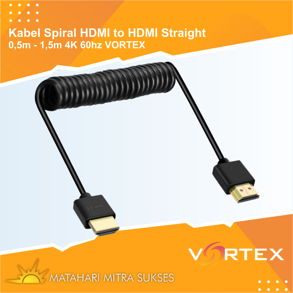 Jual Kabel Spiral HDMI to HDMI Straight 0,5m - 1,5m 4K 60hz VORTEX ...