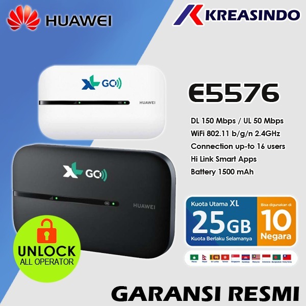 Jual Huawei E5576 Modem Mifi 4G LTE XL Go Izi Free Kuota Unlock All ...