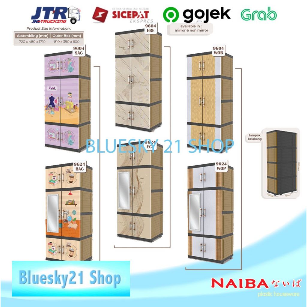 Jual Lemari Pakaian Plastik Mini Naiba-Pro 9604 Tanpa Cermin - 9604 ...