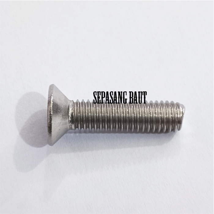 Jual M6 x 12 Baut JF Kepala Obeng + Rata Flat Head Stainless 304 M6x12 | Shopee Indonesia