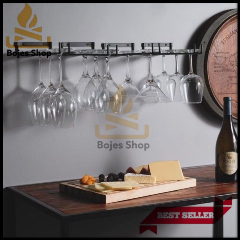 Jual rak gelas cangkir wine gantung tempel dinding gantungan gelas cangkir wine besi | Shopee ...