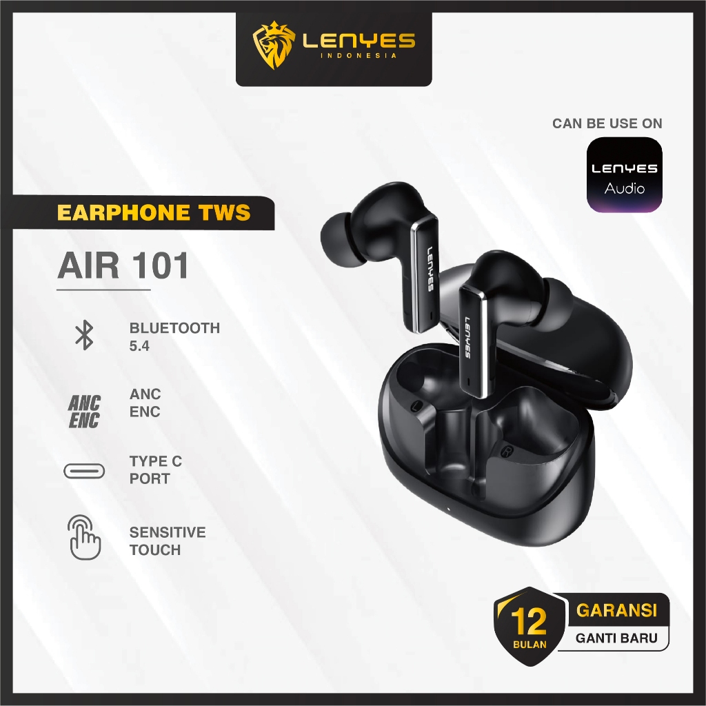 Jual LENYES AIR 101 TWS Wireless Earphone Bluetooth 5.4 ANC ENC Headset Smart Touch Hifi Stereo ...