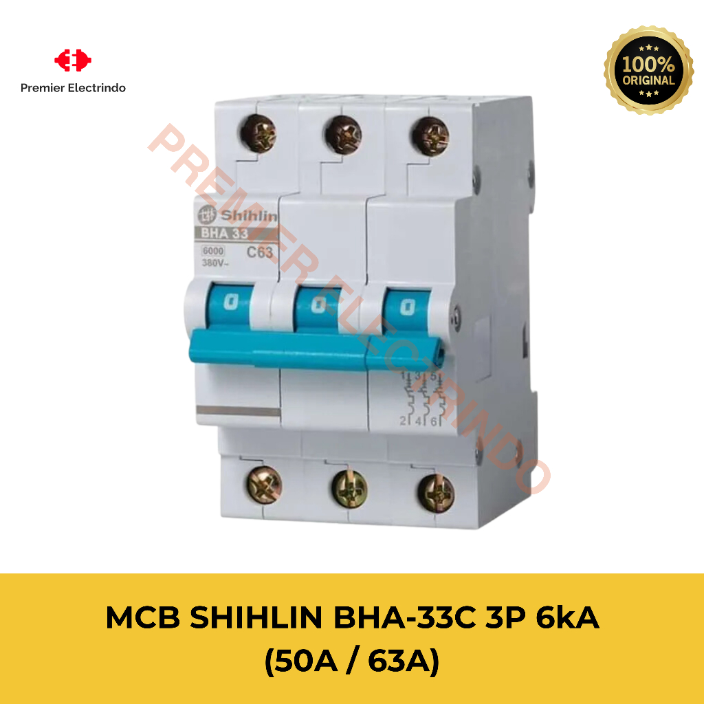 Jual MCB SHIHLIN BHA-33C / RPC 3P 6kA AC Type Mini Circuit Breaker (50A ...