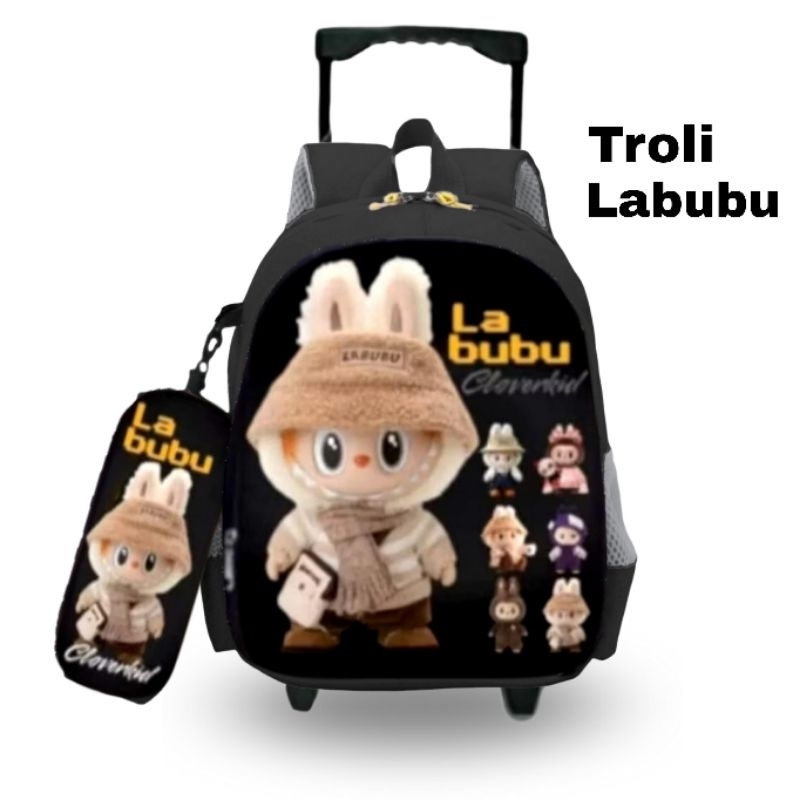Jual Tas Troli anak,Tas Troli sekolah Anak Sd Motif LABUBU Ransel Trolyy Boneka Labubu Free jam ...