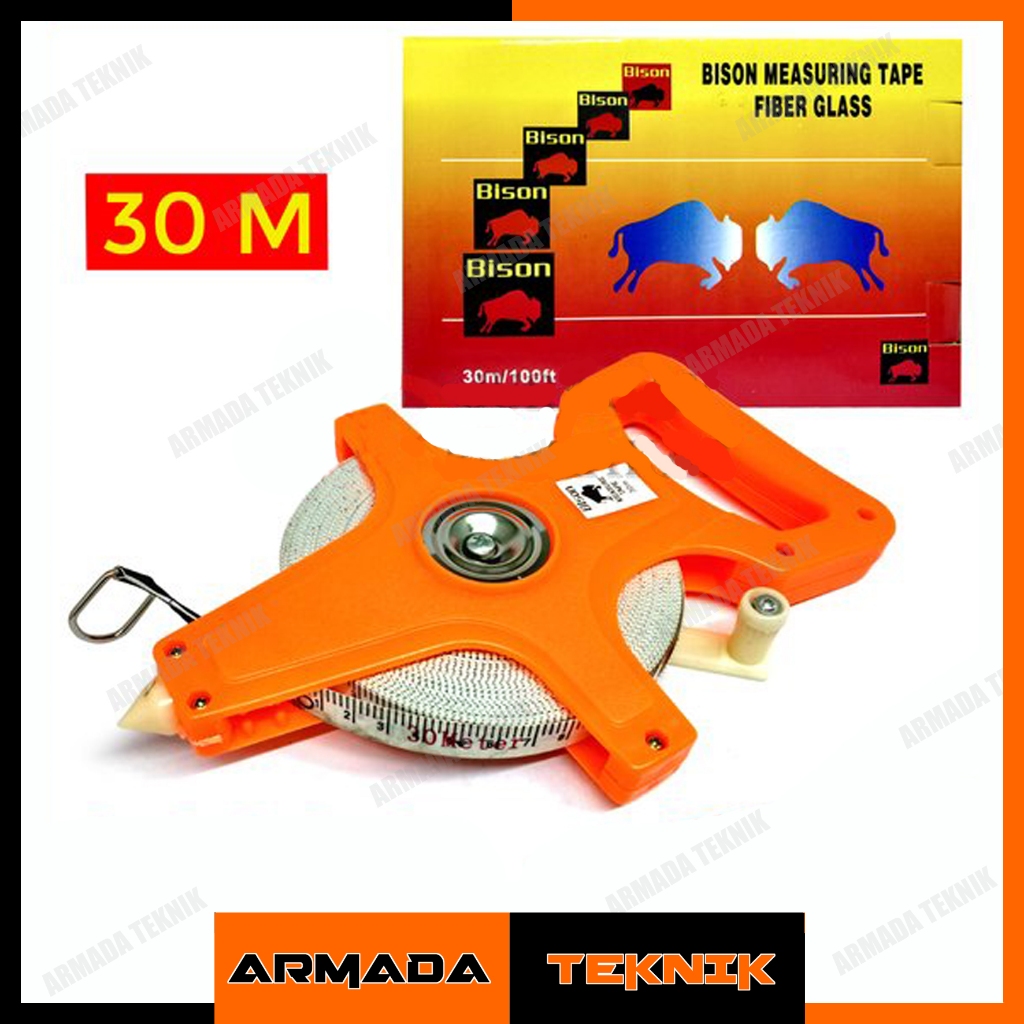 Jual BISON Meteran Tancap Tanah 30 Meter Alat Ukur Jalan Gulung Rol ...