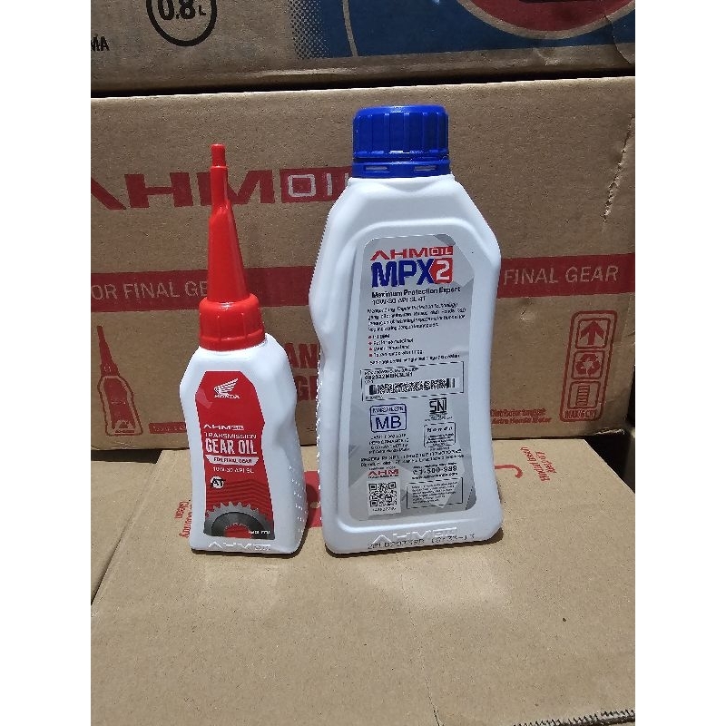 Jual Paket Oli AHM MPX 2 0,65ML & Oli AHM Gear 120ML/Oli Motor Matic Honda ESP 110CC + Oli ...