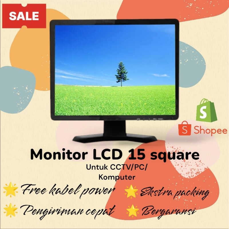 Jual Monitor Lcd/Led 15 inch square(kotak) bisa untuk cctv/pc/komputer ...