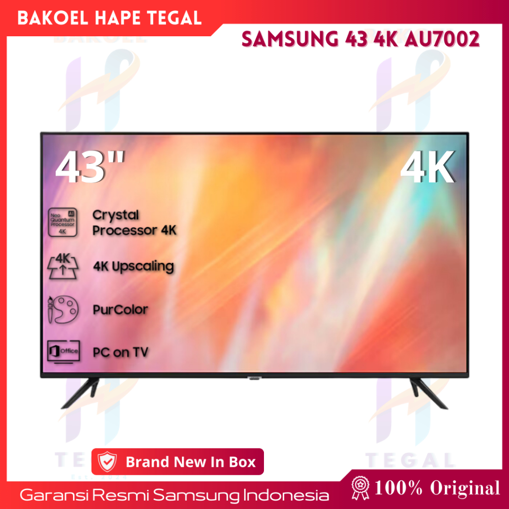 Jual Samsung Smart TV 43 inch UHD 4K AU7002 dengan PurColor - UA43AU7002KXXD - Garansi Resmi ...