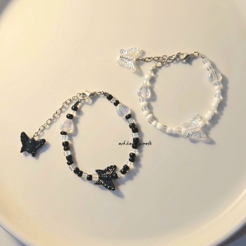 Jual [GMMK157] ASB - Gelang Manik black white series | Gelang Couple ...