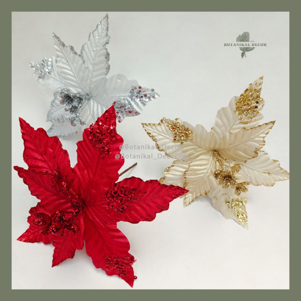 Jual 30cm Jambo Christmas Poinsettia Flower Bunga Natal Besar Premium ...