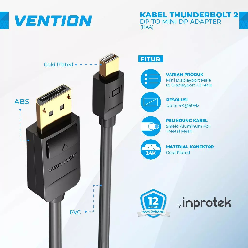 Jual Vention Kabel Thunderbolt 2 Displayport to Mini Displayport ...