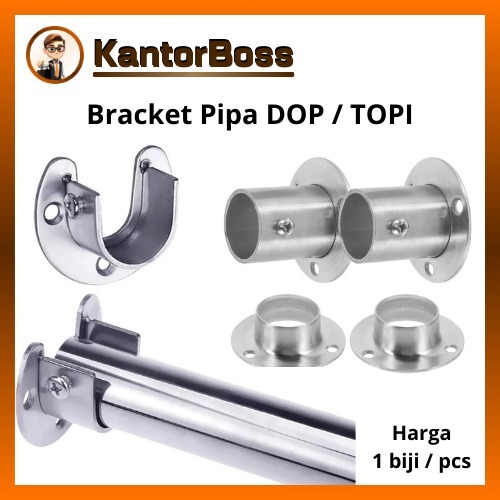Jual Bracket Pipa Bulat Topi besi Sok DOP 1" 25mm Tiang Gorden Lemari ...
