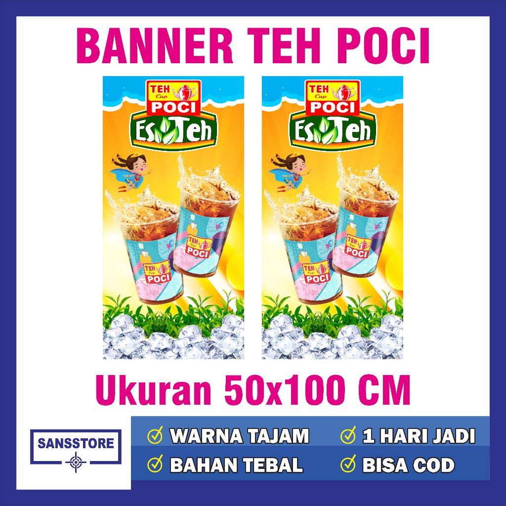 Jual CETAK BANNER TEH POCI 50X100 CM I SPANDUK BENNER BENER | Shopee ...